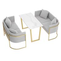 China Modern Velvet Nail Salon Hotel Restaurant Sofa Booth and Table Furniture Set JL-4370 for sale