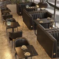 China Industrial Style Restaurant Booth Sofa and Table Chairs Combination Furniture PU Leather Custom Color for sale