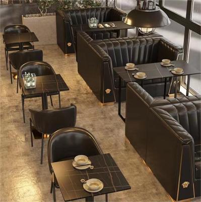 China Industrial Style Restaurant Booth Sofa and Table Chairs Combination Furniture PU Leather Custom Color for sale