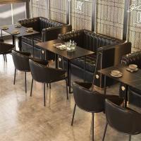 China Industrial Style Restaurant Booth Sofa and Table Chairs Combination Furniture PU Leather Custom Color for sale