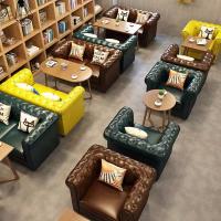 China American Vintage Chesterfield Sofa Set with Diamond Back PU Leather for Coffee Shop Restaurant for sale