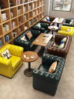 China American Vintage Chesterfield Sofa Set with Diamond Back PU Leather for Coffee Shop Restaurant for sale