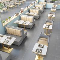 China Modern Restaurant Dining Table and Booth Sofa Set Wood PU Leather Custom Color for Coffee Shop for sale