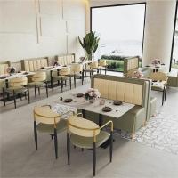 China Modern Restaurant Dining Table and Booth Sofa Set Wood PU Leather Custom Color for Coffee Shop for sale