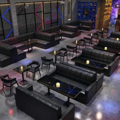 China Custom PU Leather U Shape Sofa and Dining Table Set for Night Club Bar Restaurant Modern Furniture for sale