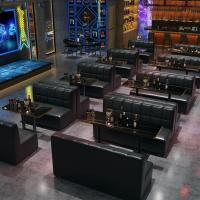 China Custom PU Leather U Shape Sofa and Dining Table Set for Night Club Bar Restaurant Modern Furniture for sale