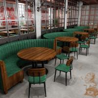 China Modern Industrial Wood Booth Sofa and Dining Table Set for Restaurant Coffee Shop Pub Bar for sale