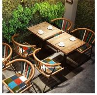 China American Retro Wooden Metal Dining Table and Chairs Set for Coffee Shop Restaurant 4 Seats for sale