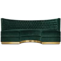China Custom Luxury Velvet Half Circle Restaurant Booth Seating with Golden Base for Nightclub Bar for sale