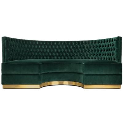China Custom Luxury Velvet Half Circle Restaurant Booth Seating with Golden Base for Nightclub Bar for sale