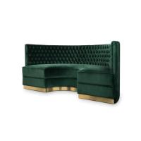 China Custom Luxury Velvet Half Circle Restaurant Booth Seating with Golden Base for Nightclub Bar for sale