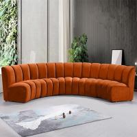China Italian Modular Curved Velvet Sectional Sofa for Villa Living Room 2-Seat Custom for sale
