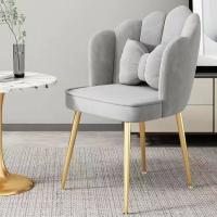 China Nordic Luxury Velvet Upholstered Petal Dining Chair with Adjustable Feet for Salon Bedroom Living Room for sale