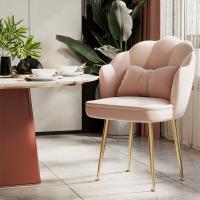 China Nordic Luxury Velvet Upholstered Petal Dining Chair with Adjustable Feet for Salon Bedroom Living Room for sale