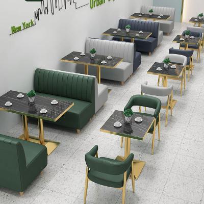 China Custom Modern Cafe Booth Seating Set Fast Food Restaurant Furniture Table and Chairs 2 Seater for sale