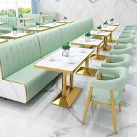China Custom Modern Cafe Booth Seating Set Fast Food Restaurant Furniture Table and Chairs 2 Seater for sale