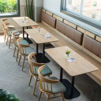 China Foshan Factory Solid Wood Dining Chairs Restaurant Cafe Bench Sofa  and Table Set for sale