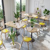 China Foshan Factory Solid Wood Dining Chairs Restaurant Cafe Bench Sofa  and Table Set for sale