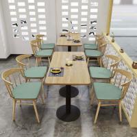 China Foshan Factory Solid Wood Dining Chairs Restaurant Cafe Bench Sofa  and Table Set for sale