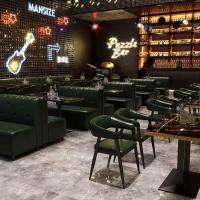 China Wholesale Metal Restaurant Chairs with PU Leather Cushion Custom Size Vintage Style for sale