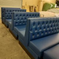 China American Vinyl Restaurant Booth With Diamond Pattern Tufted Light Luxury Table and Seating for sale