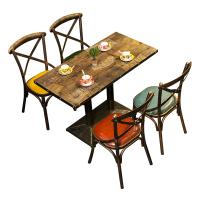 China Industrial Vintage Metal Cross Back Dining Chair and Table Set for Restaurant Coffee Shop for sale