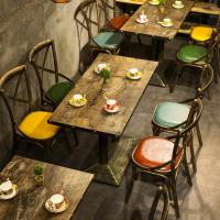 China Industrial Vintage Metal Cross Back Dining Chair and Table Set for Restaurant Coffee Shop for sale