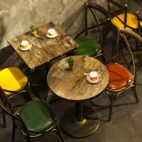 China Industrial Vintage Metal Cross Back Dining Chair and Table Set for Restaurant Coffee Shop for sale