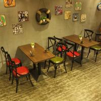 China Industrial Vintage Metal Cross Back Dining Chair and Table Set for Restaurant Coffee Shop for sale