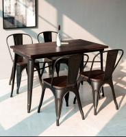 China UNIKIDEAS Industrial Vintage Dining Table and Chairs Set for Restaurant Coffee Shop Velvet Upholstered 4 Seats for sale