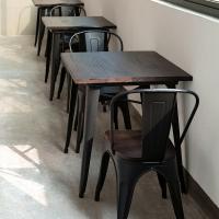 China UNIKIDEAS Industrial Vintage Dining Table and Chairs Set for Restaurant Coffee Shop Velvet Upholstered 4 Seats for sale