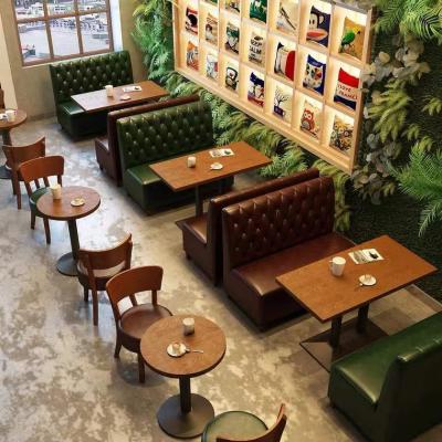 China Customizable Solid Wood Dining Table Set with PU Leather Chairs for Restaurant Cafe Bar for sale