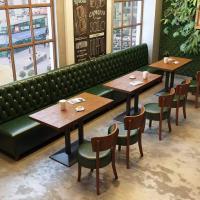 China Customizable Solid Wood Dining Table Set with PU Leather Chairs for Restaurant Cafe Bar for sale