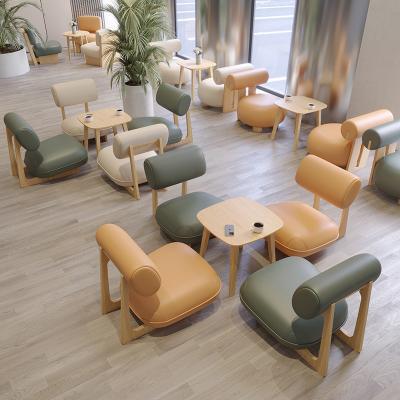 China Modern Restaurant Dining Table and Chairs Set PU Leather Wooden Furniture for Cafe Coffee Shop for sale
