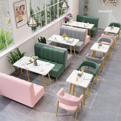 China Modern Light Luxury Fabric Sofa Booth Dining Table and Chairs Set for Restaurant Cafe for sale