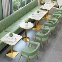 China Modern PU Leather Dining Table and Chairs Set for Restaurant Coffee Shop Custom Color ZX-43106 for sale