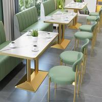 China Modern PU Leather Dining Table and Chairs Set for Restaurant Coffee Shop Custom Color ZX-43106 for sale
