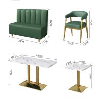 China Modern PU Leather Dining Table and Chairs Set for Restaurant Coffee Shop Custom Color ZX-43106 for sale