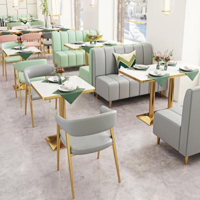 China Modern Fabric Dining Table and Chairs Set for Restaurant Coffee Shop Booth Seating 4 Seats for sale
