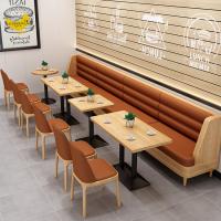 China Solid Wood Dining Table and Chairs Set Modern Restaurant Booth Seating for Coffee Shop 4 Seats for sale