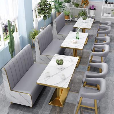 China Modern Commercial Restaurant Sofa Booth Dining Table and Chair Set Customizable PU Leather for sale