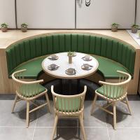 China Custom Restaurant Booths American Style C-Shape Cafe Leather Wooden Commercial Bar Furniture Booth Seating MOQ 5 Pcs for sale