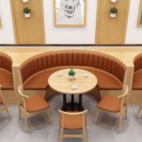 China Custom Restaurant Booths American Style C-Shape Cafe Leather Wooden Commercial Bar Furniture Booth Seating MOQ 5 Pcs for sale