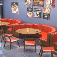 China Custom Restaurant Booths American Style C-Shape Cafe Leather Wooden Commercial Bar Furniture Booth Seating MOQ 5 Pcs for sale