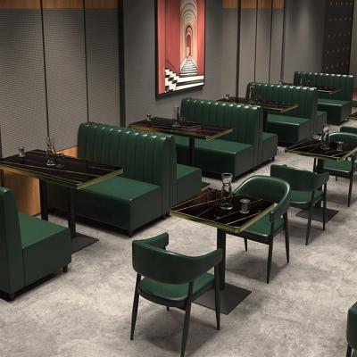 China Customizable Coffee Shop Bar Booth Retro PU Leather Fabric Restaurant Booth Seating for sale