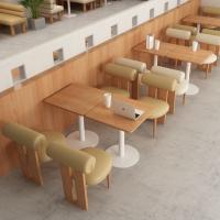 China Modern PU Leather Dining Table and Chairs Set for Restaurant Coffee Shop Custom Color for sale