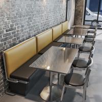 China Light Luxury Restaurant Booth Sofa Set Customizable Metal Frame PU Leather Fabric for Coffee Shop Bar for sale