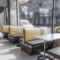 China Light Luxury Restaurant Booth Sofa Set Customizable Metal Frame PU Leather Fabric for Coffee Shop Bar for sale