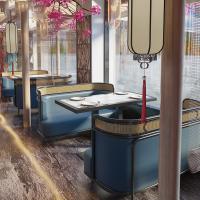 China Light Luxury Restaurant Booth Sofa Set Customizable Metal Frame PU Leather Fabric for Coffee Shop Bar for sale