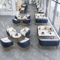 China Modern Velvet Restaurant Booth Sofa Set with Metal Base for Hotel Nail Salon Dining Furniture for sale